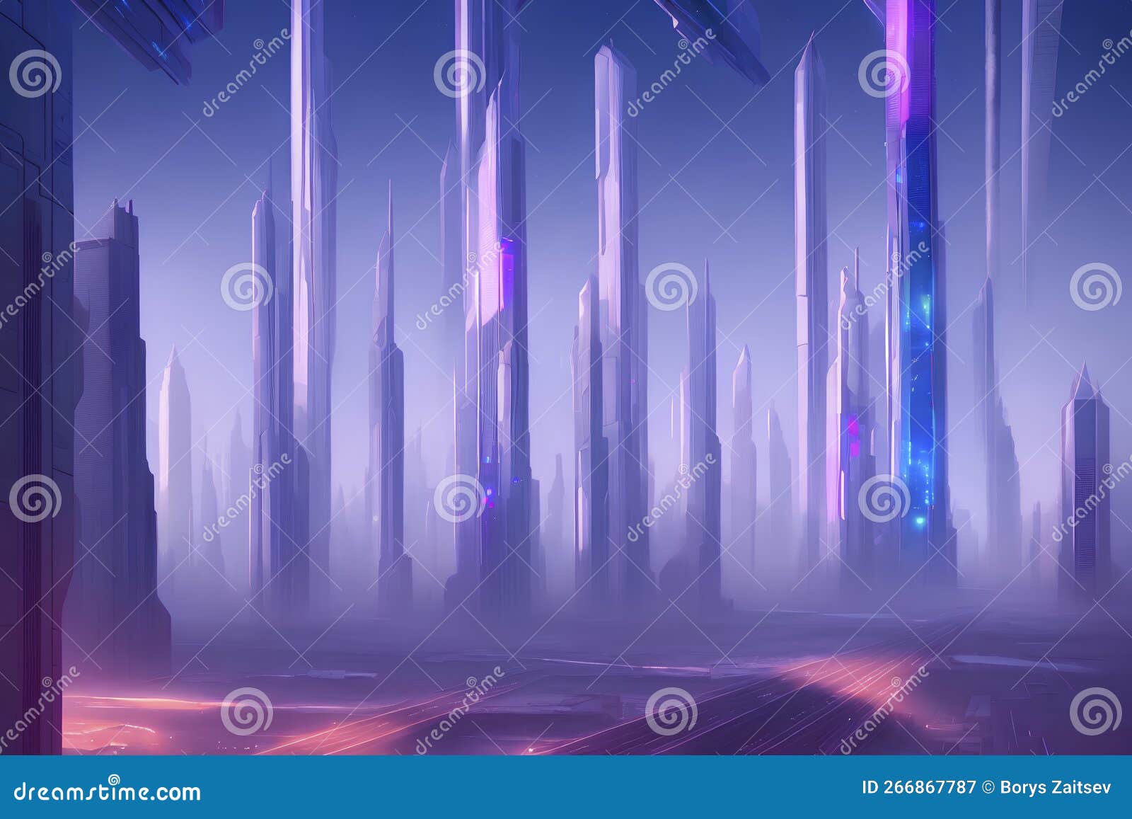 Visualization of the Cyber City of the Future, Colorful Illustration ...