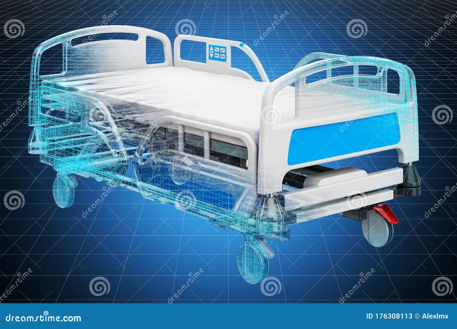 Visualization 3d Cad Model of Adjustable Hospital Bed. 3D Rendering ...