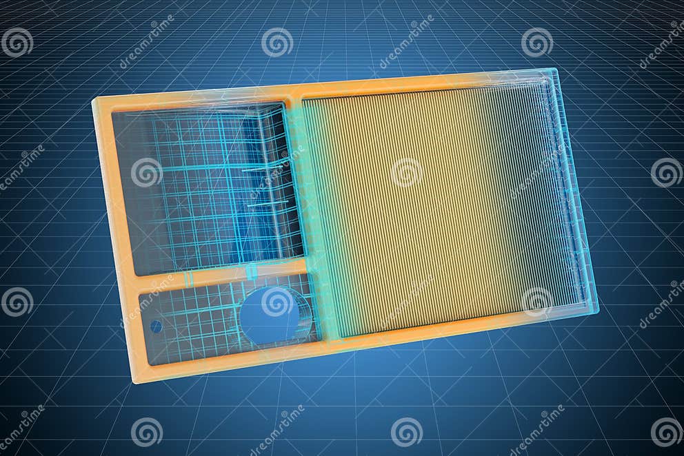 Visualization 3d Cad Model of Air Filter, Blueprint. 3D Rendering Stock ...