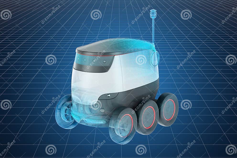 Visualization 3d Cad Model of Autonomous Delivery Robot, 3D Rendering ...