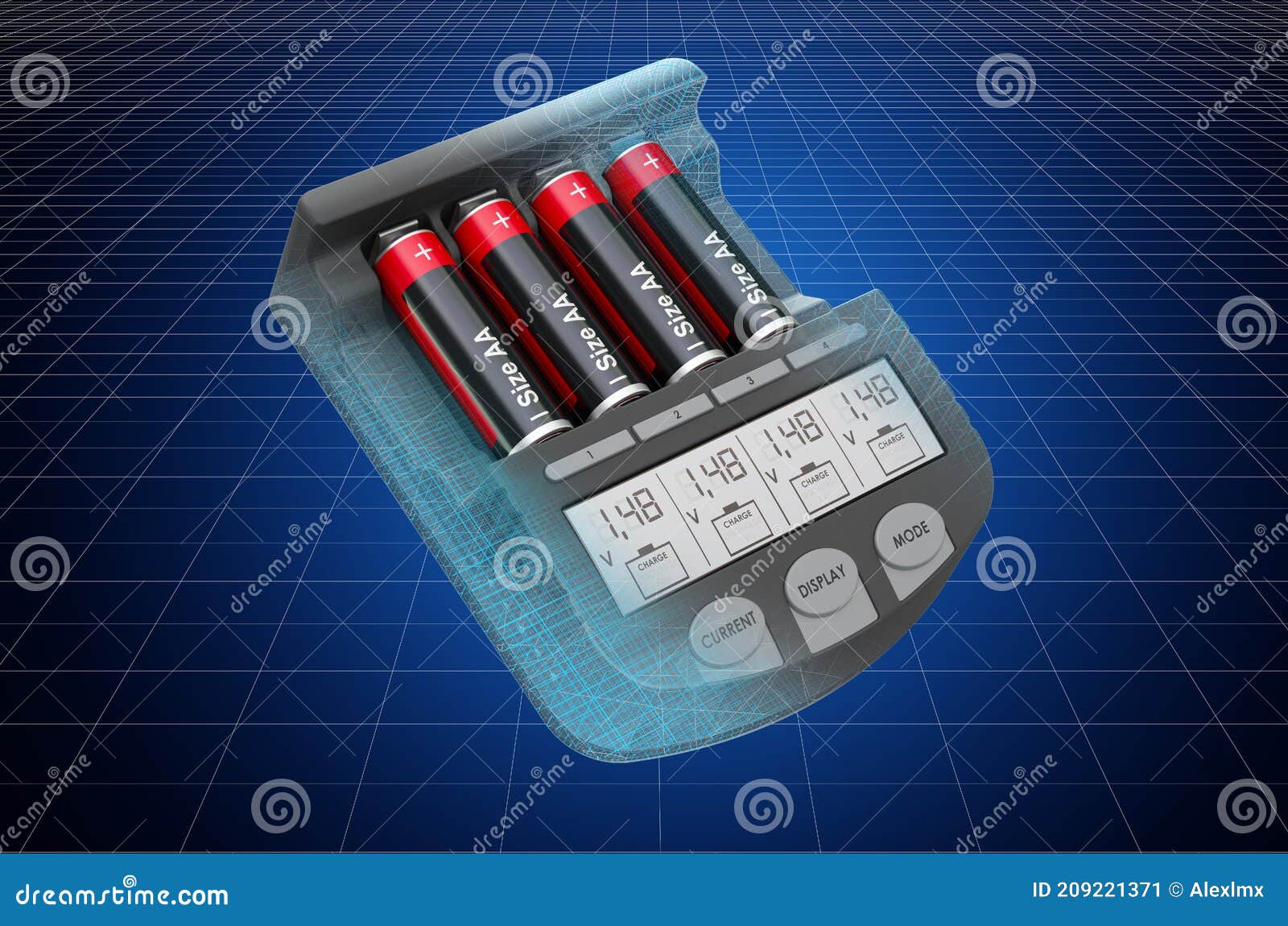 Visualization 3d Cad Model of Battery Charger, Blueprint. 3D Rendering ...