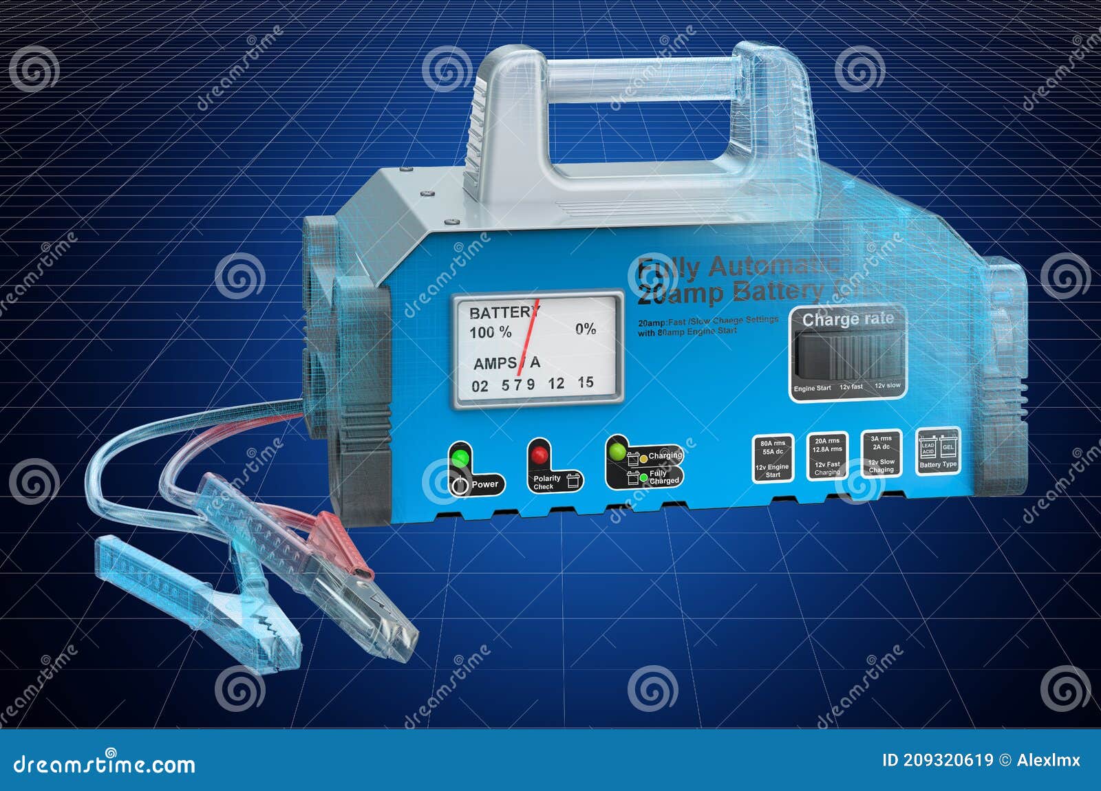 Visualization 3d Cad Model of Battery Charger, Blueprint. 3D Rendering ...