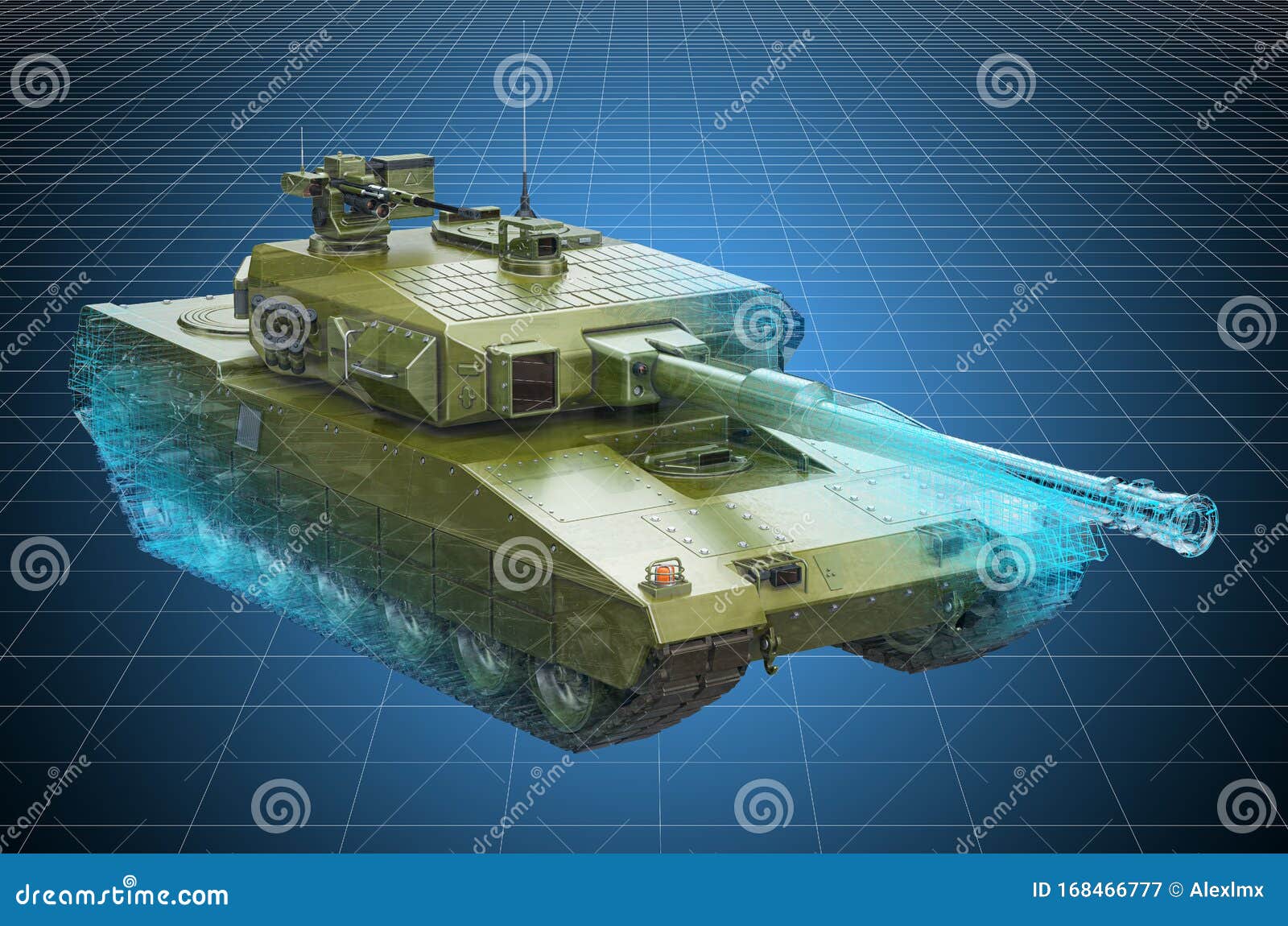 Visualization 3d Cad Model of Battle Tank, Military Engineering Concept ...