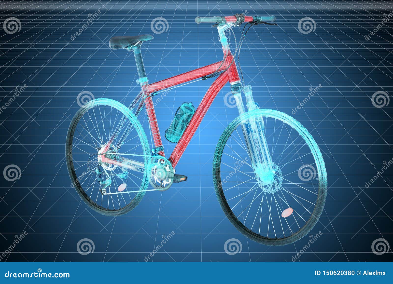 Visualization 3d Cad Model of Bicycle Scooter. 3D Rendering Stock ...