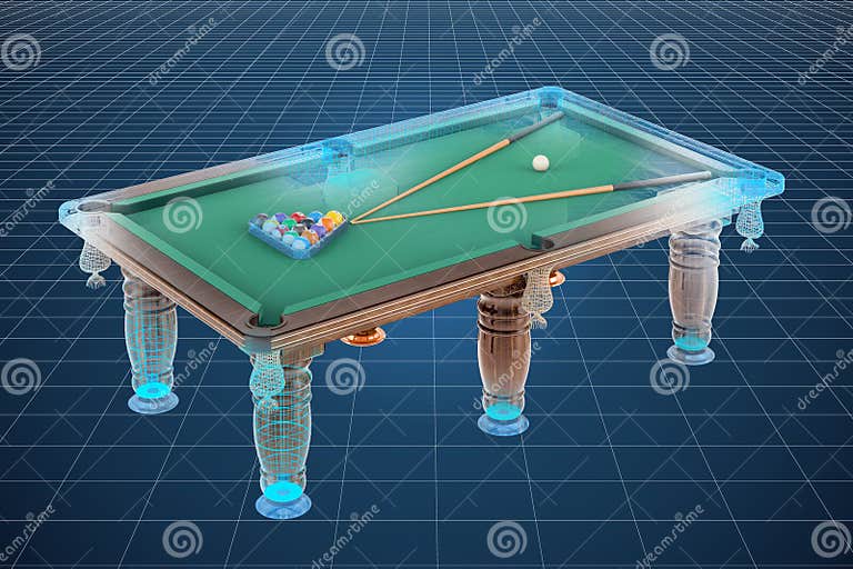 Visualization 3d Cad Model of Billiard Table, 3D Rendering Stock Illustration - Illustration of ...