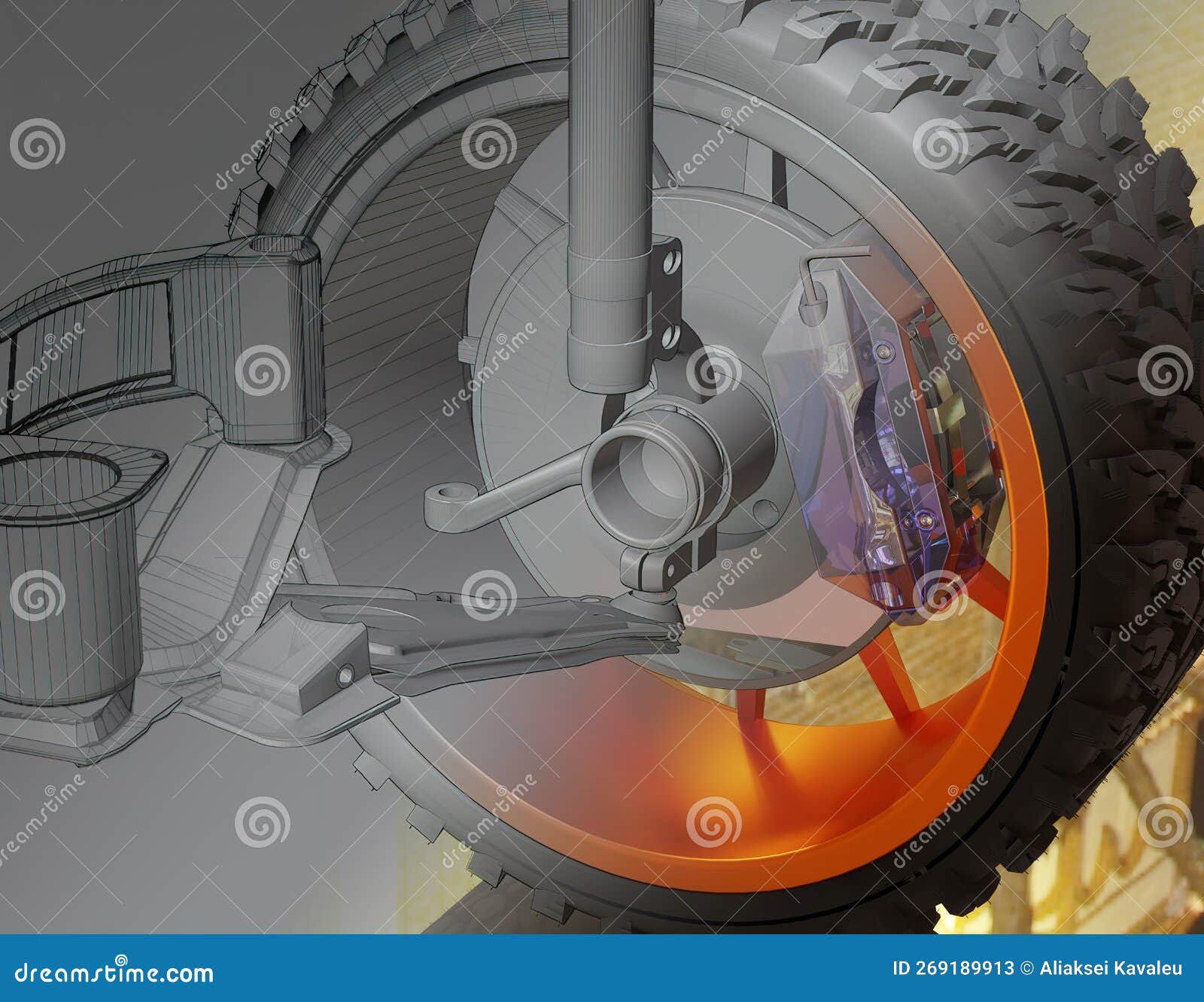 Visualization 3d Cad Model of Car Wheel, 3D Rendering Stock ...