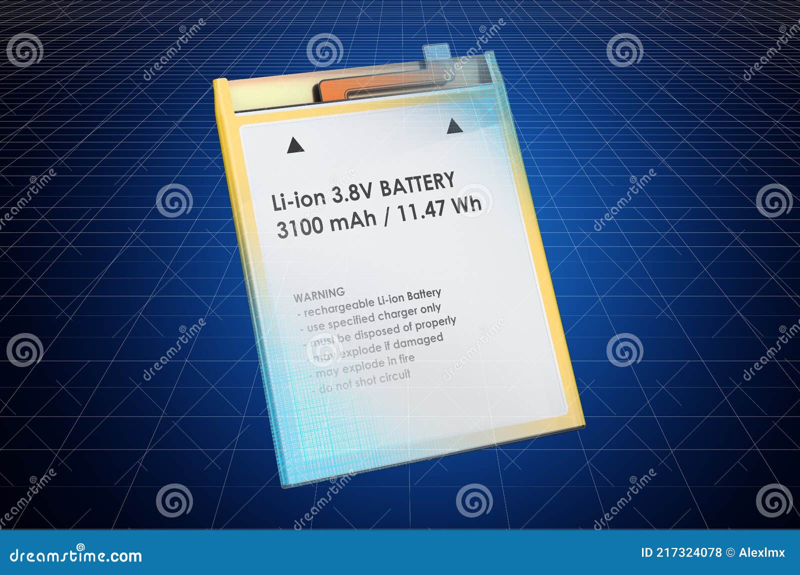 Visualization 3d Cad Model of Cell Phone Battery, Blueprint. 3D ...