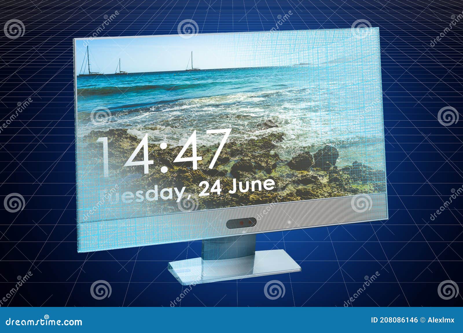 Visualization 3d Cad Model of Computer Monitor, Blueprint. 3D Rendering ...