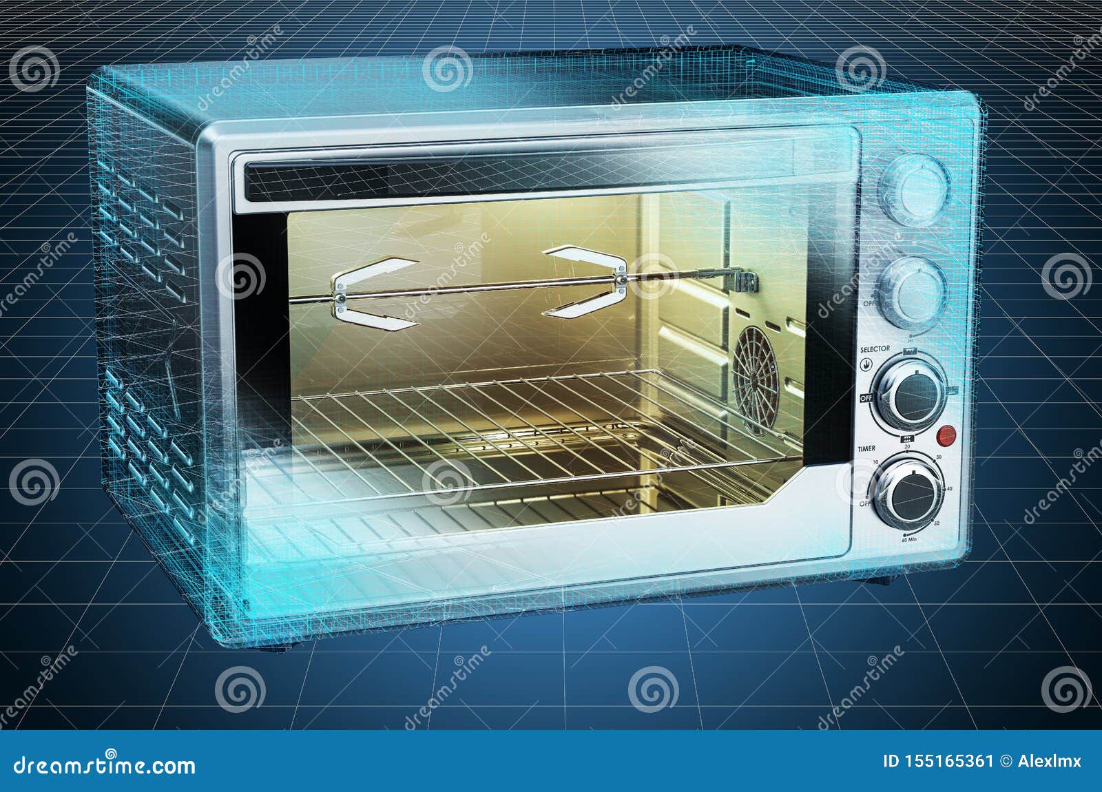Visualization 3d Cad Model Of Convection Toaster Oven, Blueprint. 3D ...