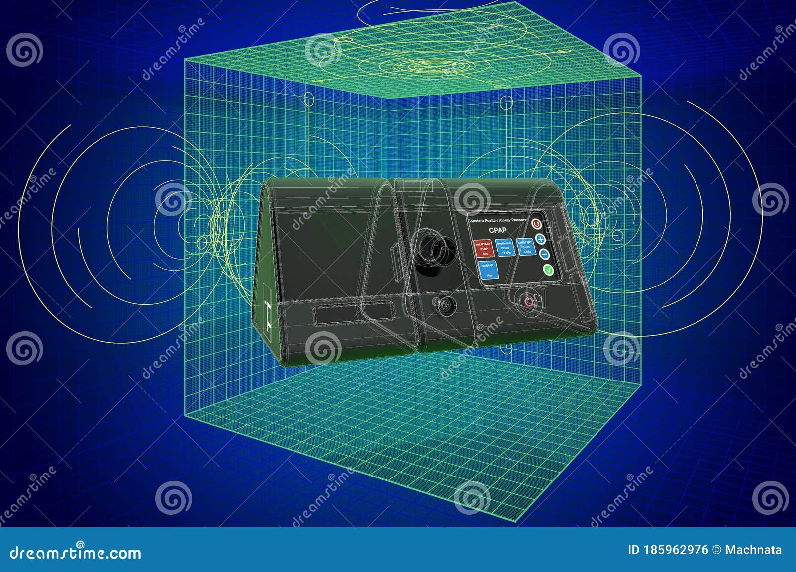 Visualization 3d Cad Model of CPAP Machine, Blueprint. 3D Rendering ...