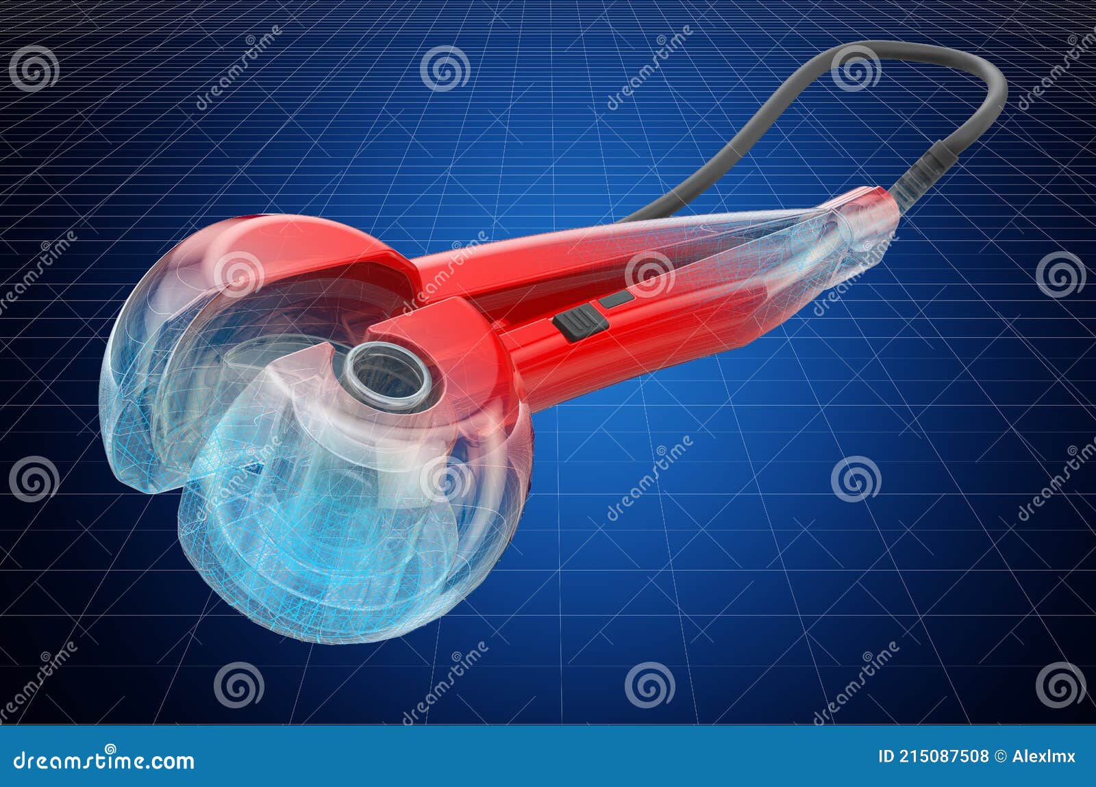 Visualization 3d Cad Model of Curling Iron, Blueprint. 3D Rendering ...