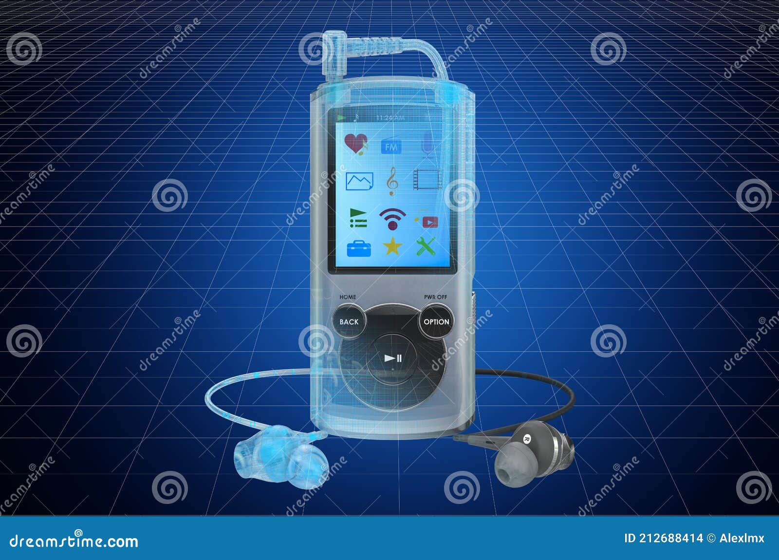 Visualization 3d Cad Model of Digital Audio Player, Blueprint. 3D ...