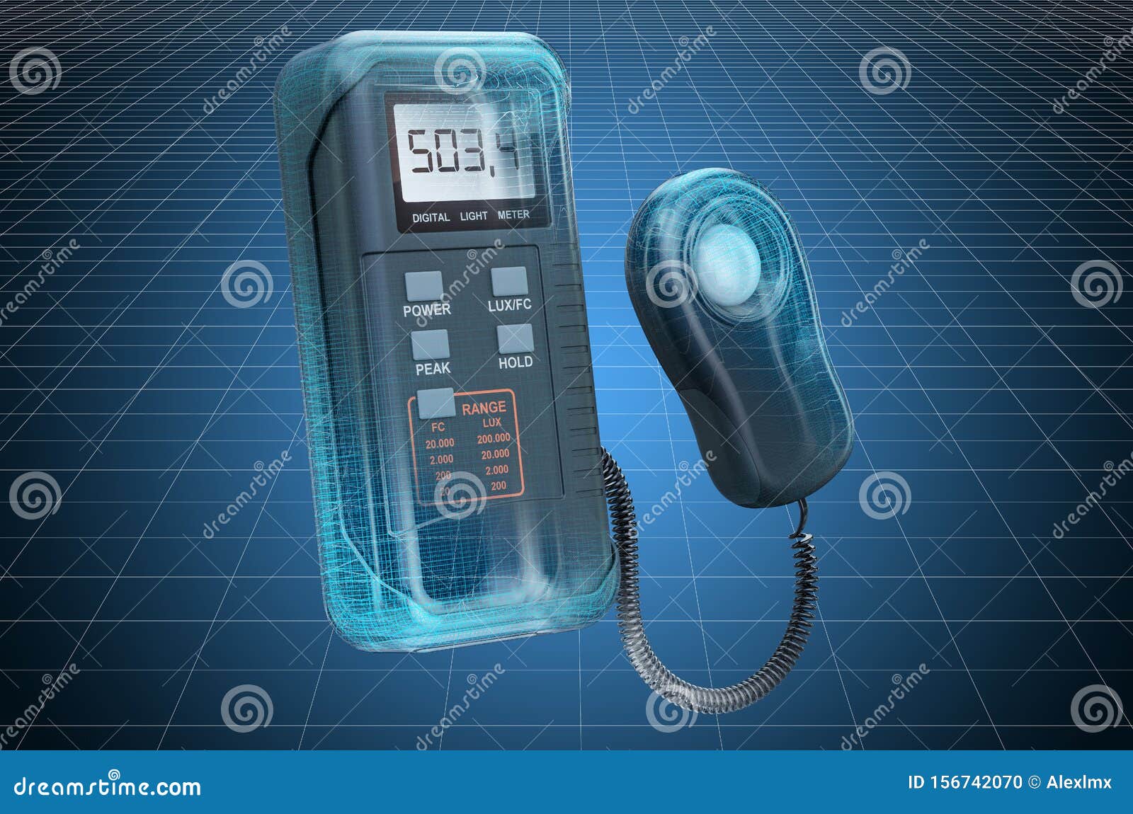 Visualization 3d Cad Model of Digital Luxmeter, Light Meter, Blueprint ...