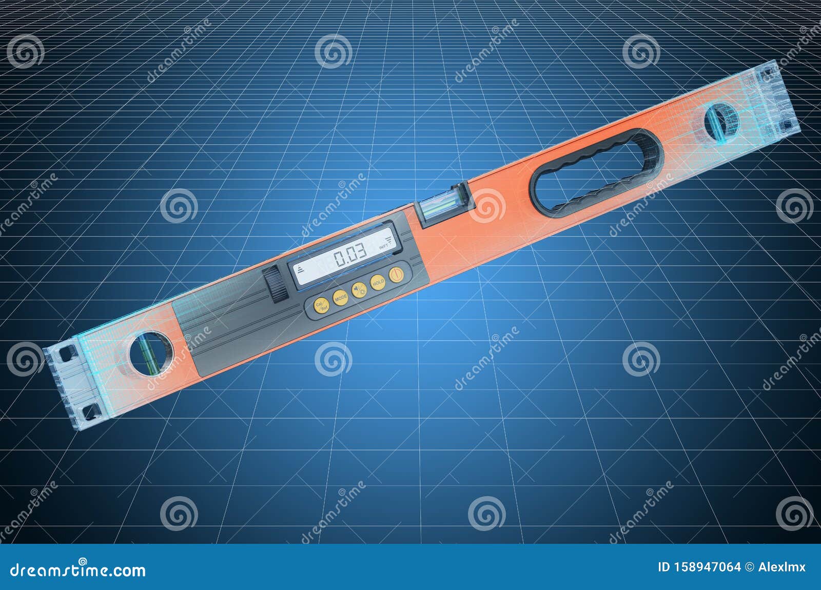 Visualization 3d Cad Model Of Digital Spirit Level, Blueprint. 3D ...