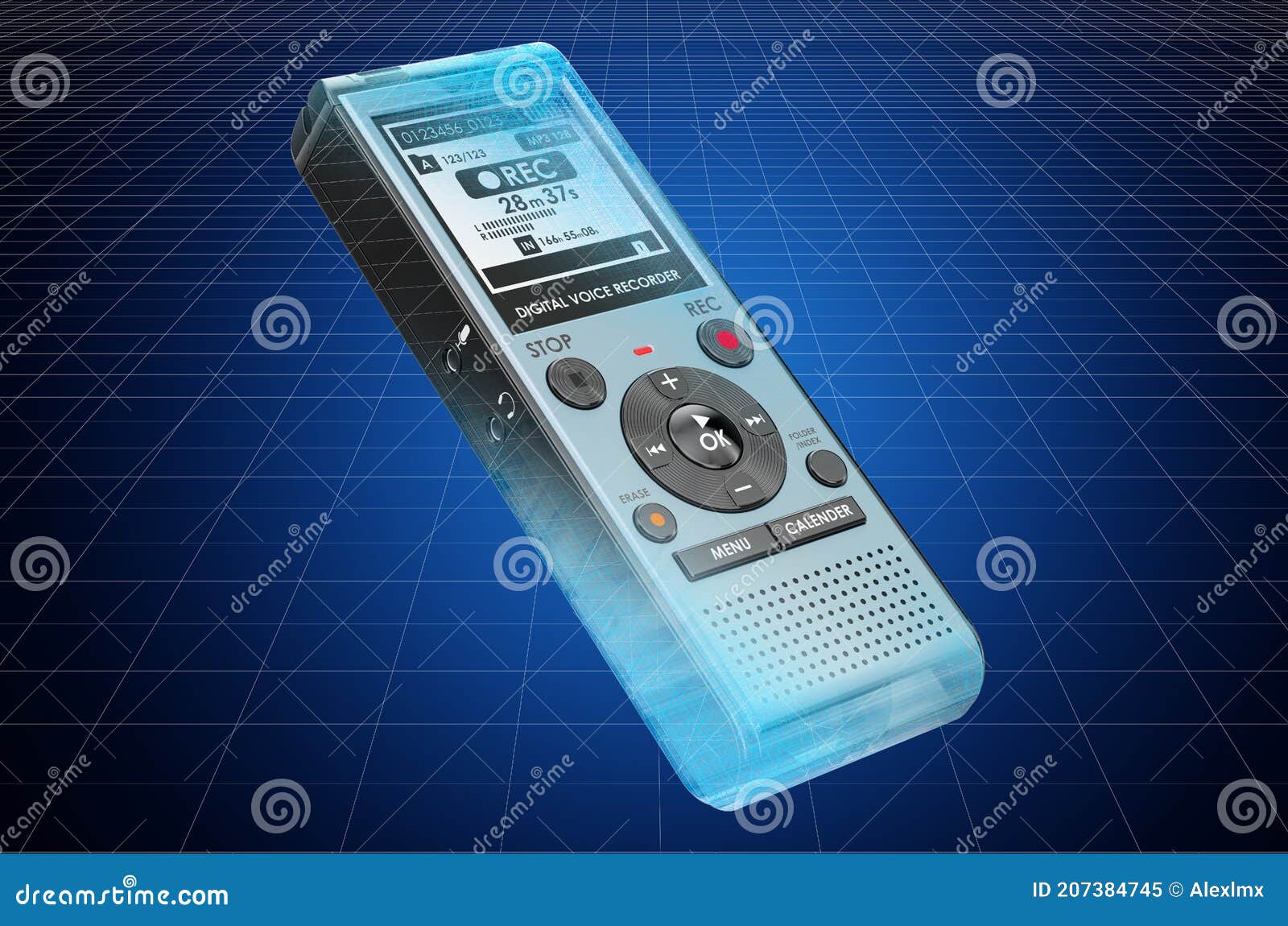Visualization 3d Cad Model of Digital Voice Recorder, Blueprint. 3D ...