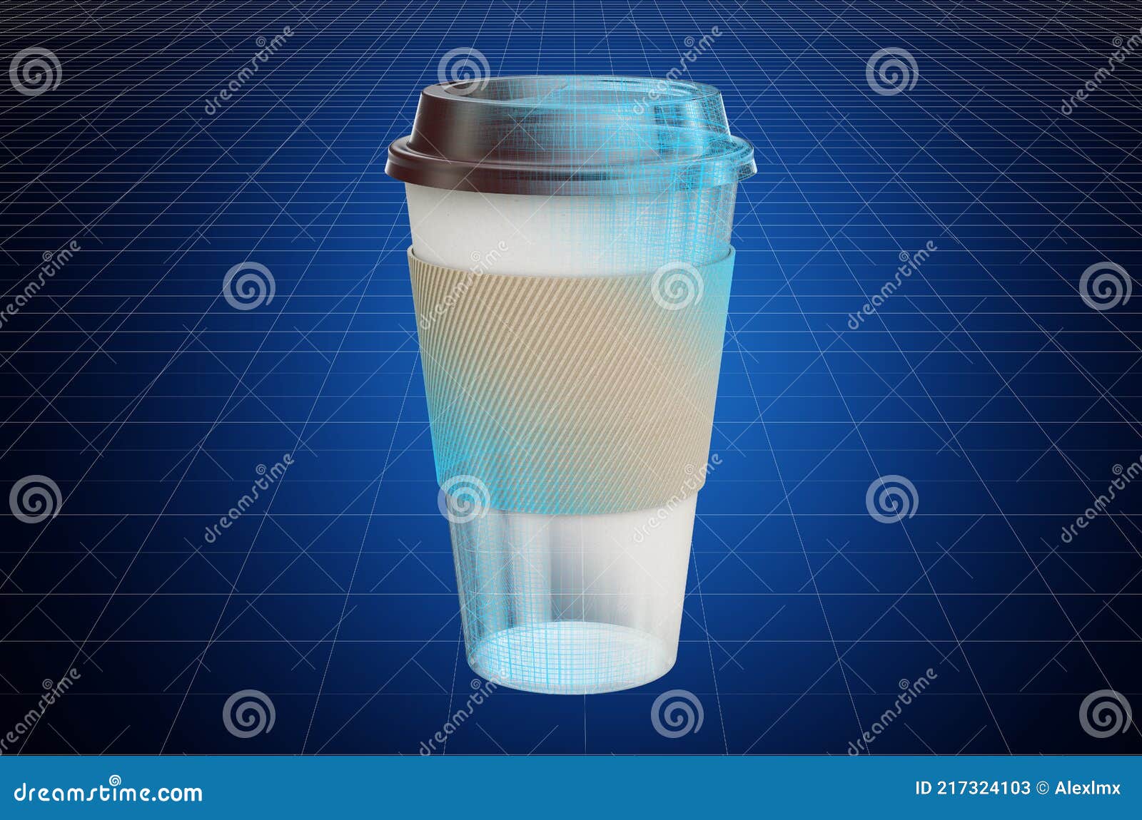 Visualization 3d Cad Model of Disposable Cup, Blueprint. 3D Rendering ...