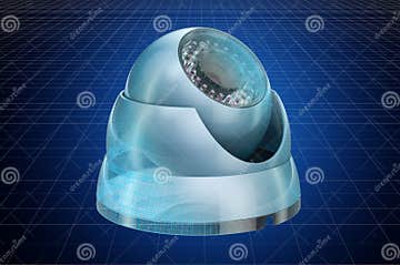 Visualization 3d Cad Model of Dome Security Camera, Blueprint. 3D ...