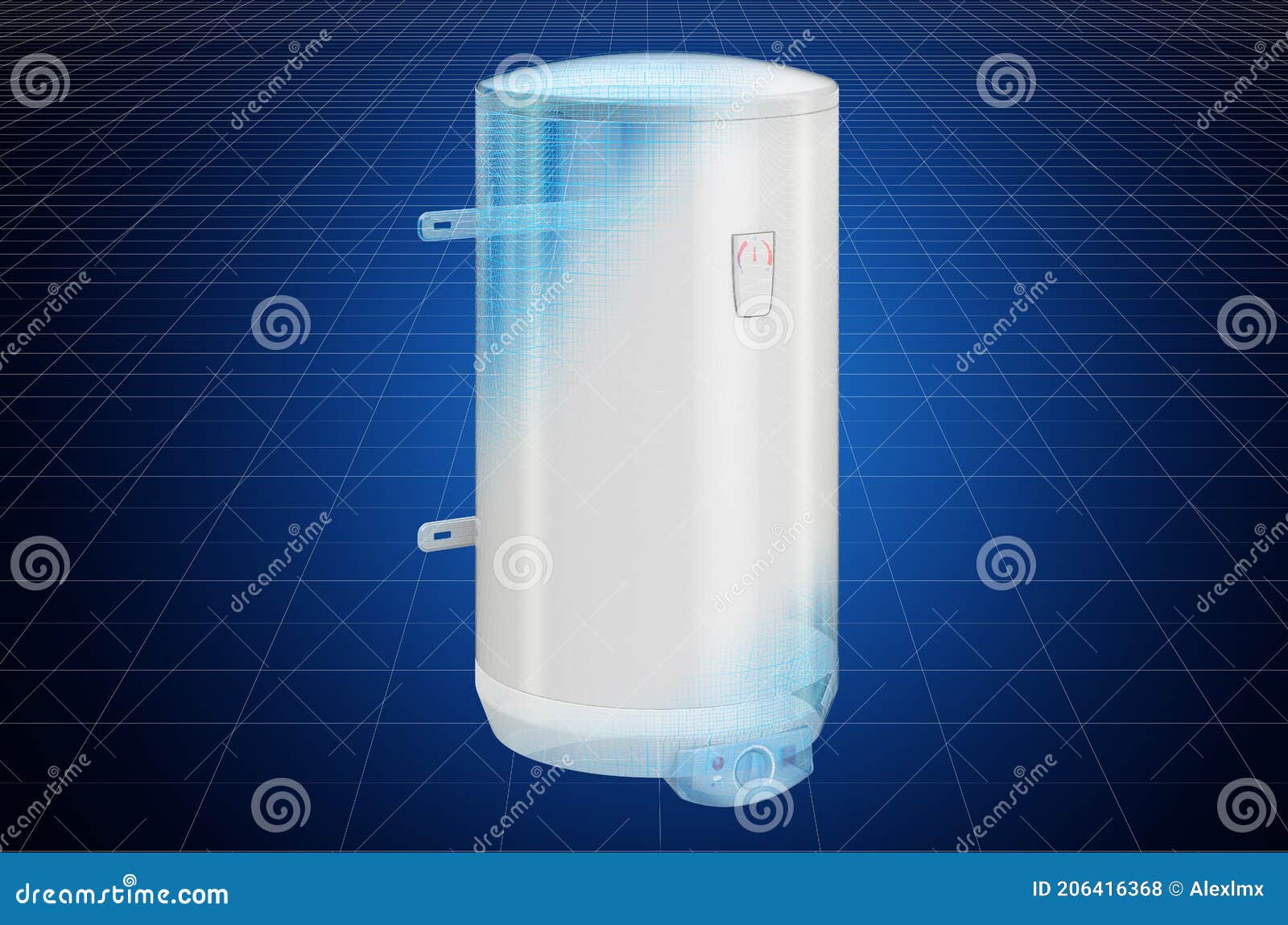 Visualization 3d Cad Model of Electric Boiler, Water Heater, Blueprint ...