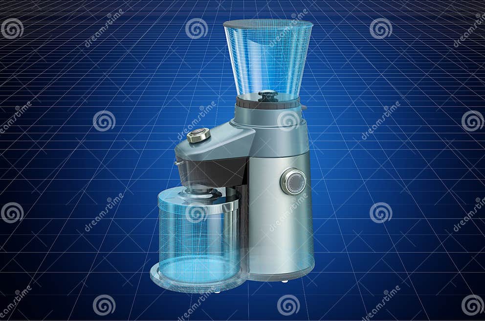 Visualization 3d Cad Model of Electric Coffee Grinder, Blueprint. 3D ...