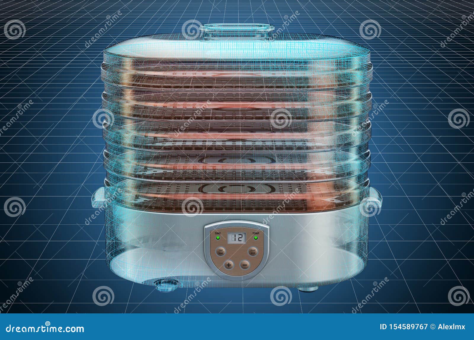 Visualization 3d Cad Model Of Electric Food Dehydrator, Blueprint. 3D ...