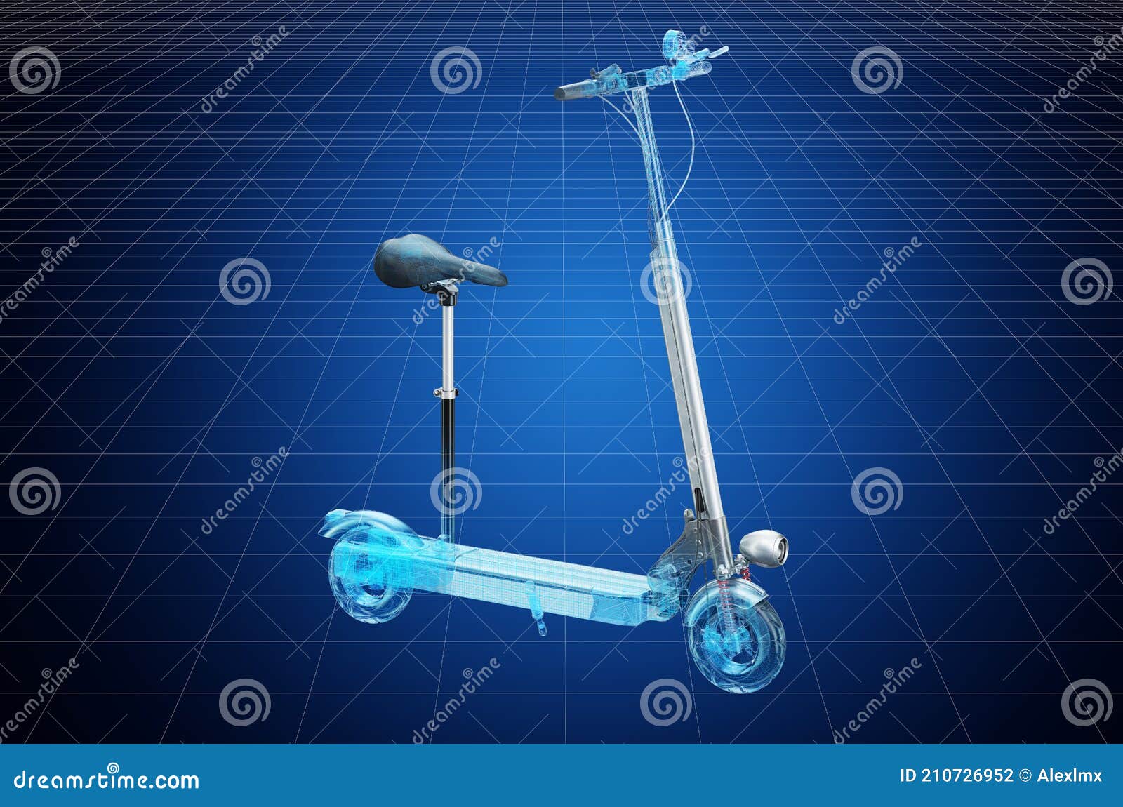 Visualization 3d Cad Model of Electric Scooter, Blueprint. 3D Rendering ...