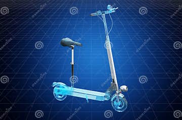 Visualization 3d Cad Model of Electric Scooter, Blueprint. 3D Rendering ...