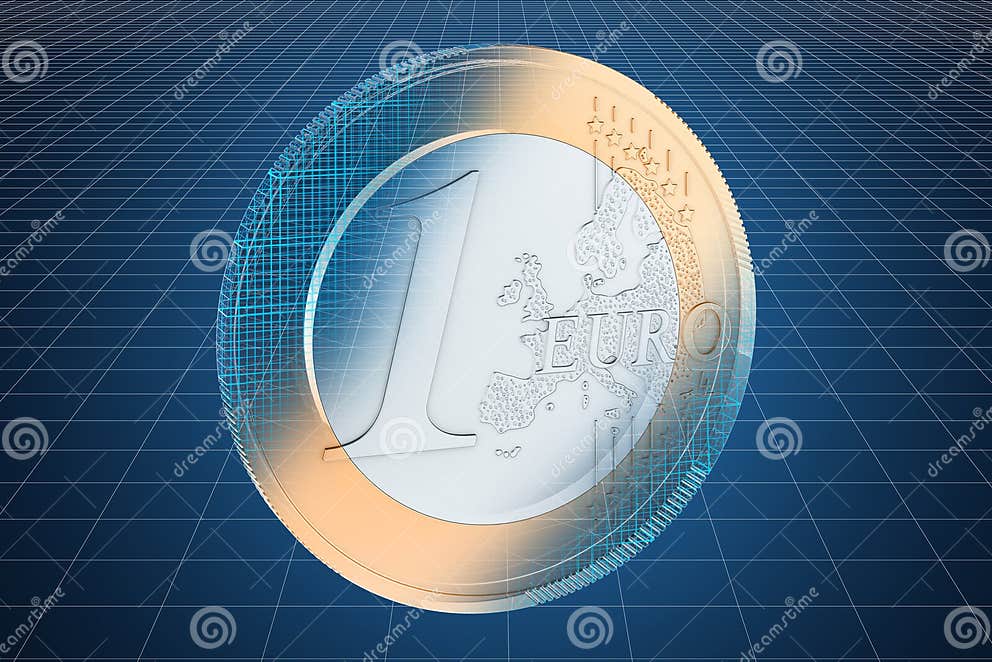 Visualization 3d Cad Model of Euro Coin, 3D Rendering Stock ...