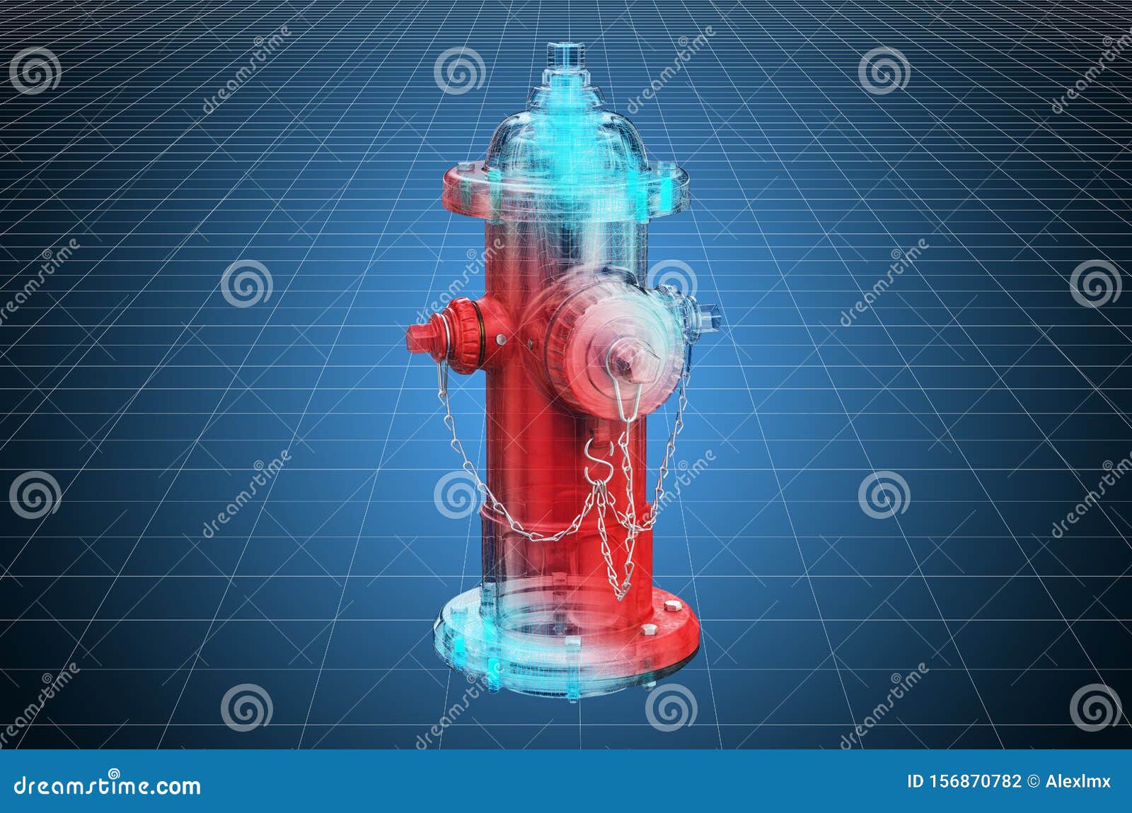 Visualization 3d Cad Model of Fire Hydrant, Blueprint. 3D Rendering ...