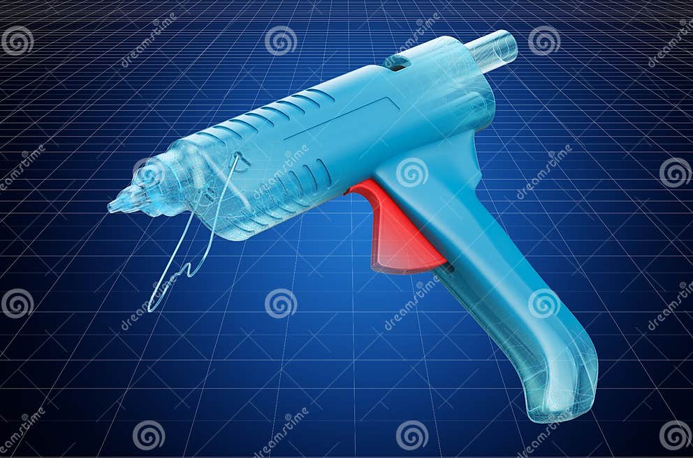 Visualization 3d Cad Model of Glue Gun, Blueprint. 3D Rendering Stock ...