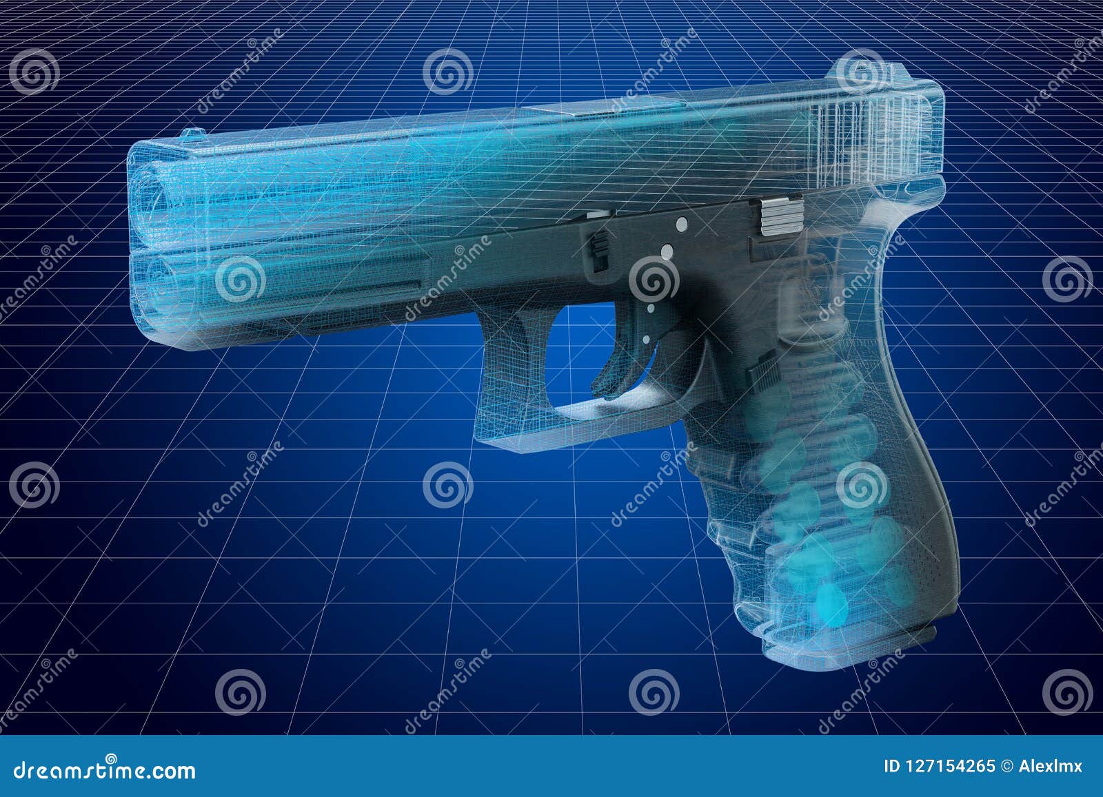 Visualization 3d Cad Model of Gun, Military Engineering Concept. Stock ...