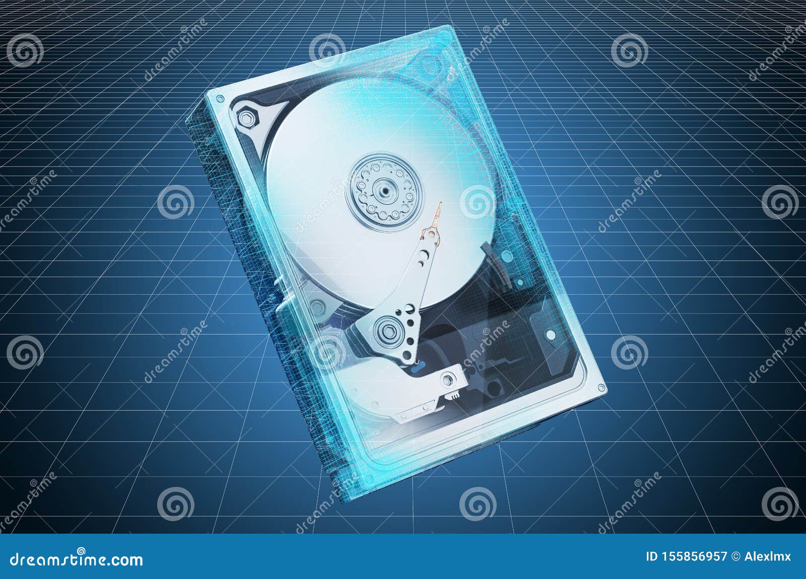 Visualization 3d Cad Model of Hard Disk Drive HDD, Blueprint. 3D ...