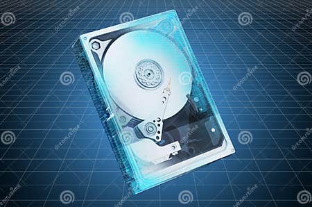 Visualization 3d Cad Model of Hard Disk Drive HDD, Blueprint. 3D ...