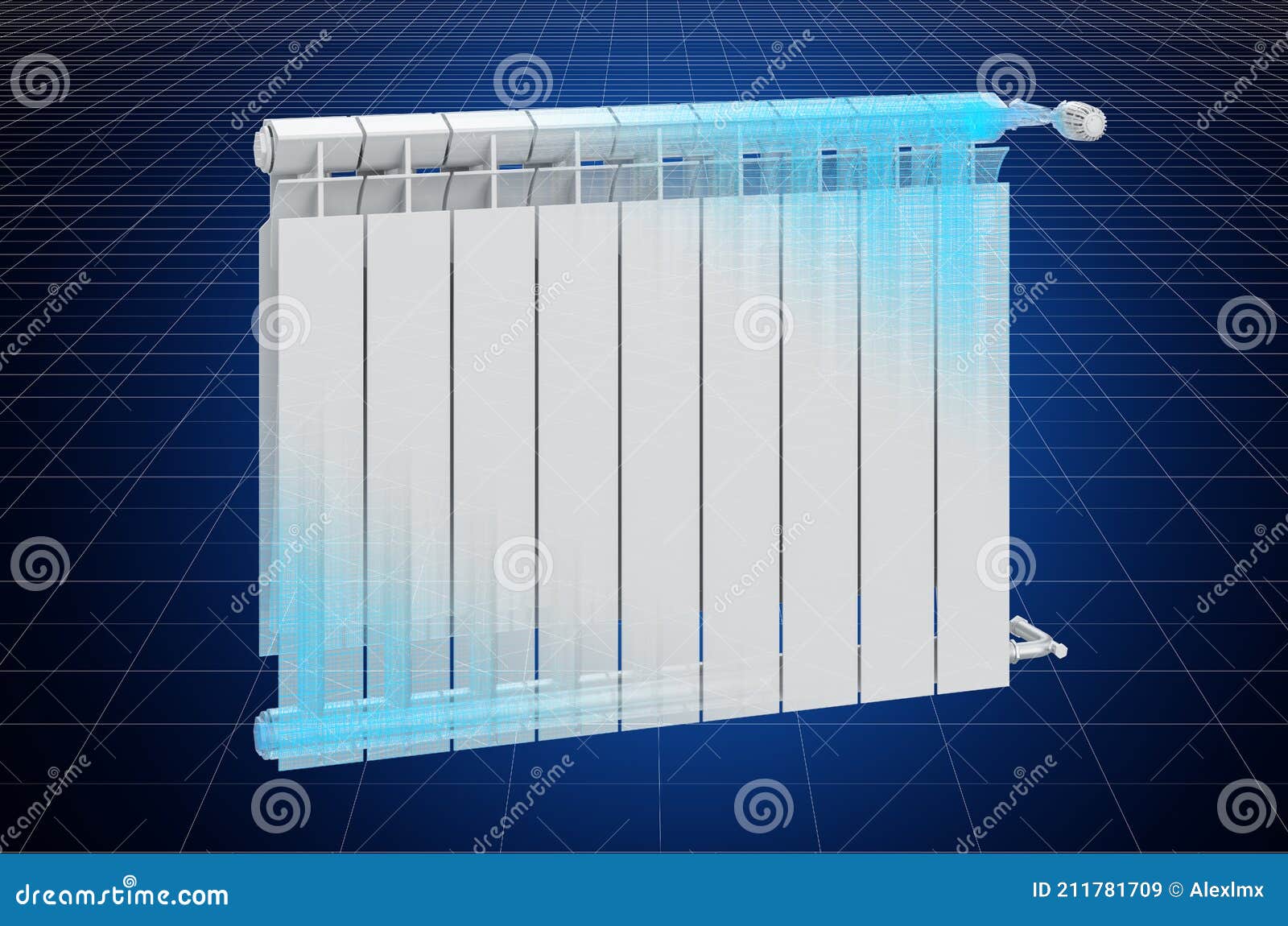 Visualization 3d Cad Model of Heating Radiator, Blueprint. 3D Rendering ...