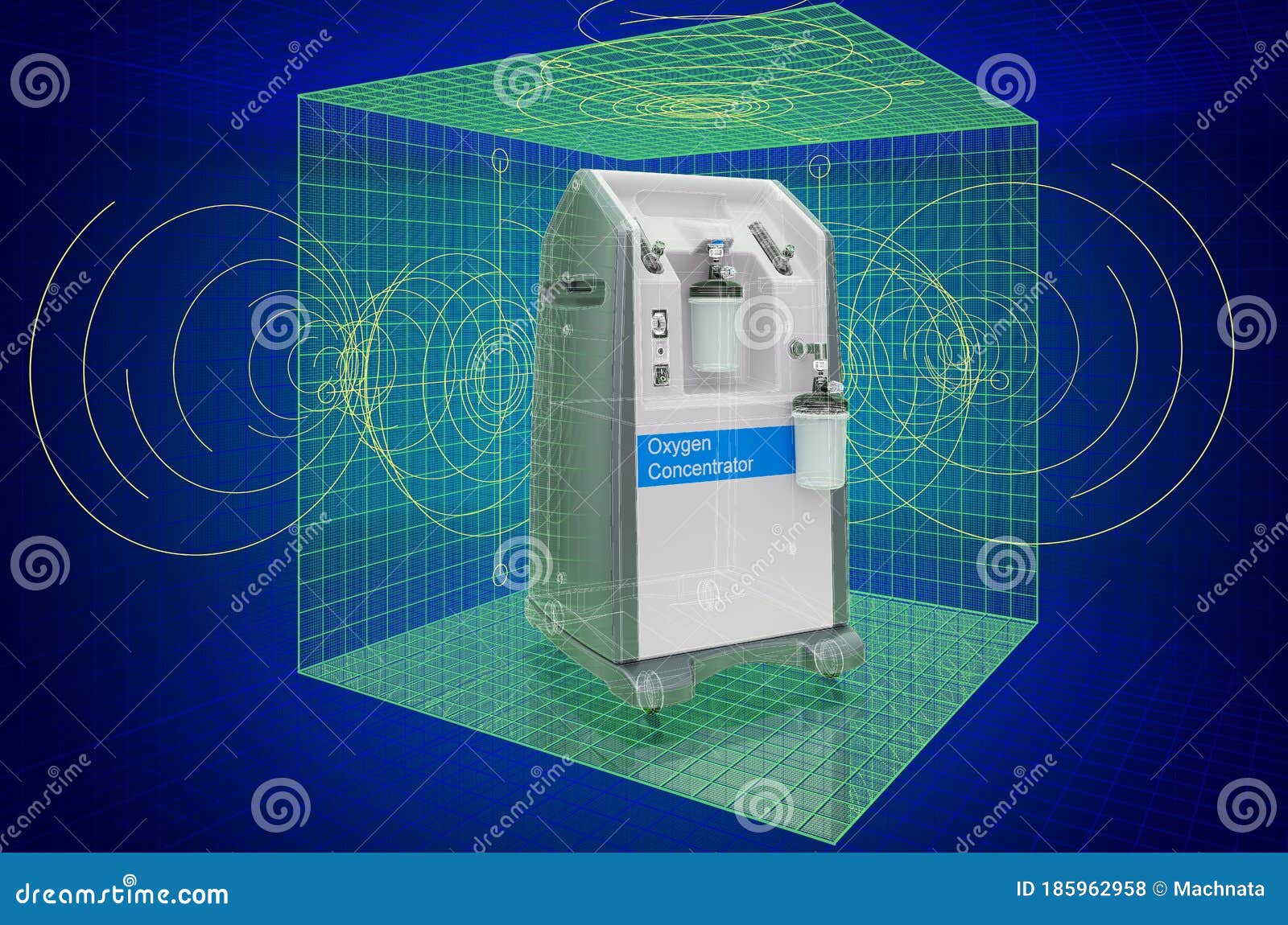 Set Of Oxygen Concentrator Respiratory Logo Design Cartoon Vector ...