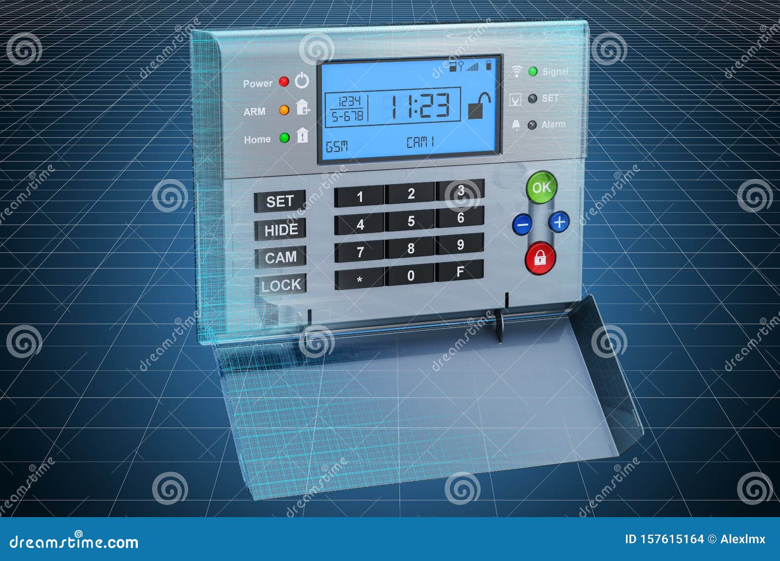 Visualization 3d Cad Model of Home Security Alarm System, Blueprint. 3D ...