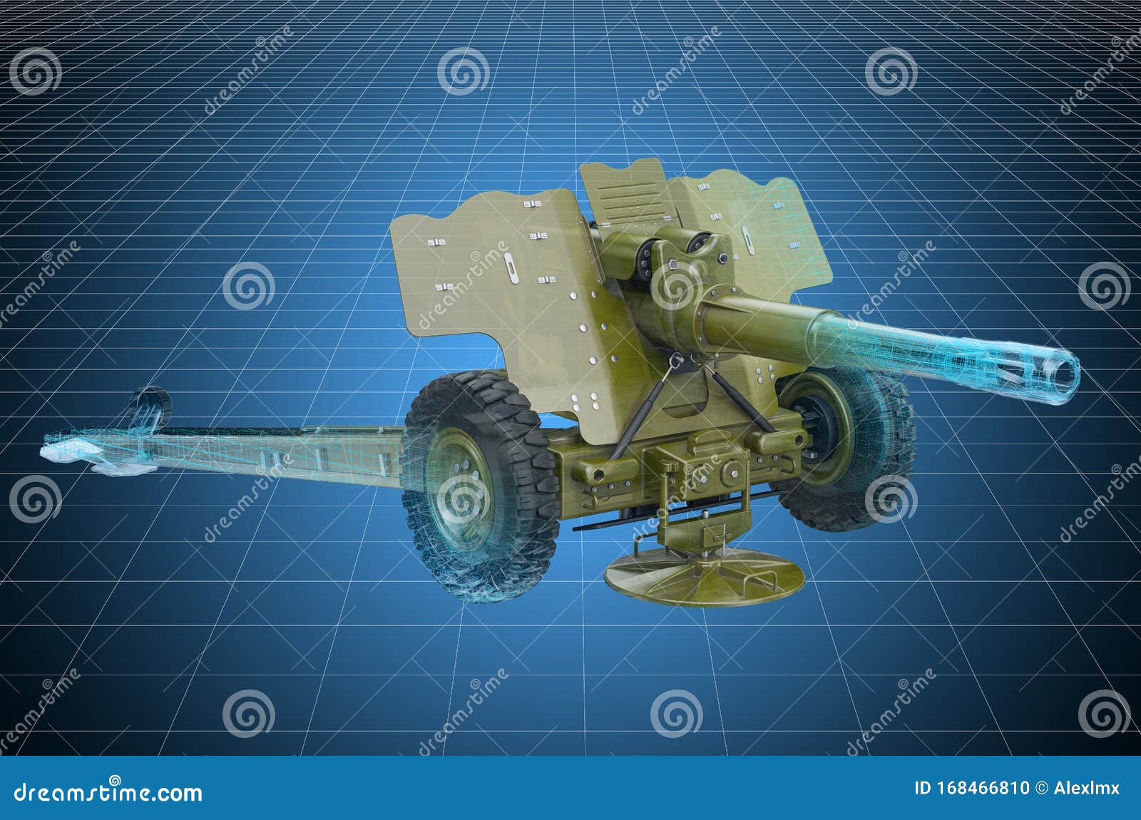 Visualization 3d Cad Model Of Howitzer, Military Engineering Concept ...