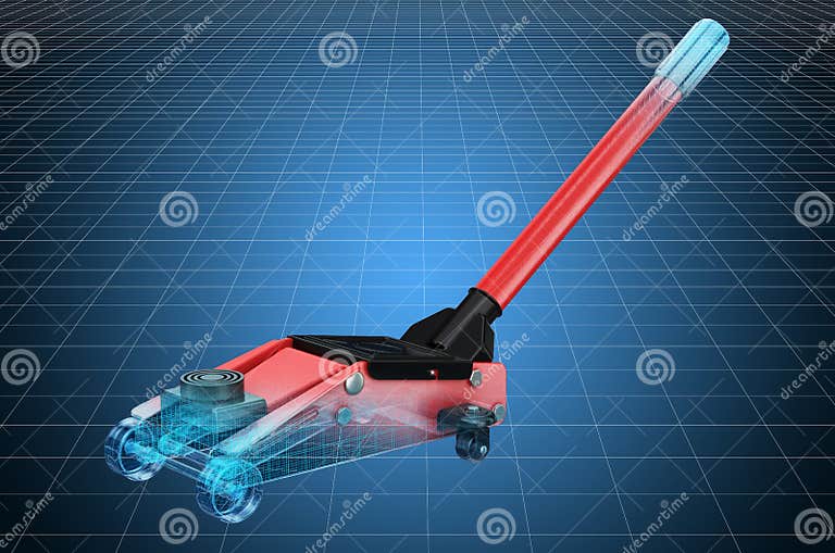 Visualization 3d Cad Model of Hydraulic Floor Jack, Blueprint. 3D ...