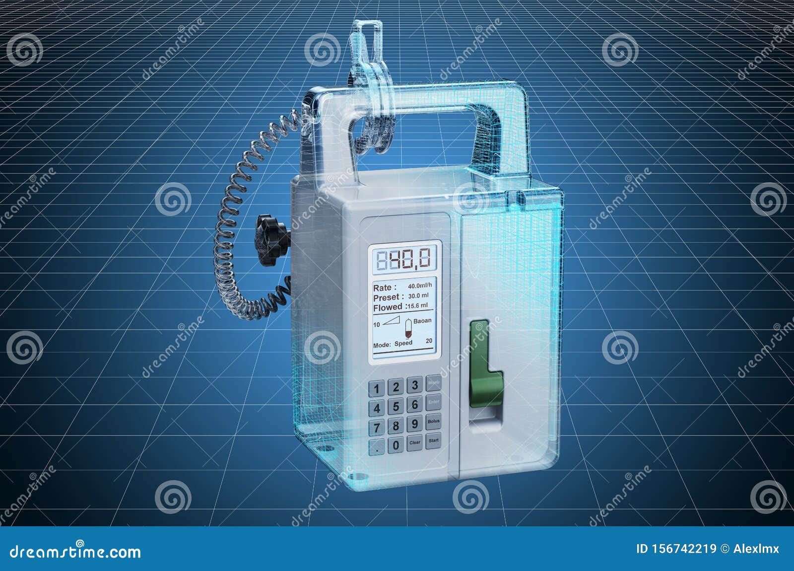 Visualization 3d Cad Model of Infusion Pump, Blueprint. 3D Rendering ...