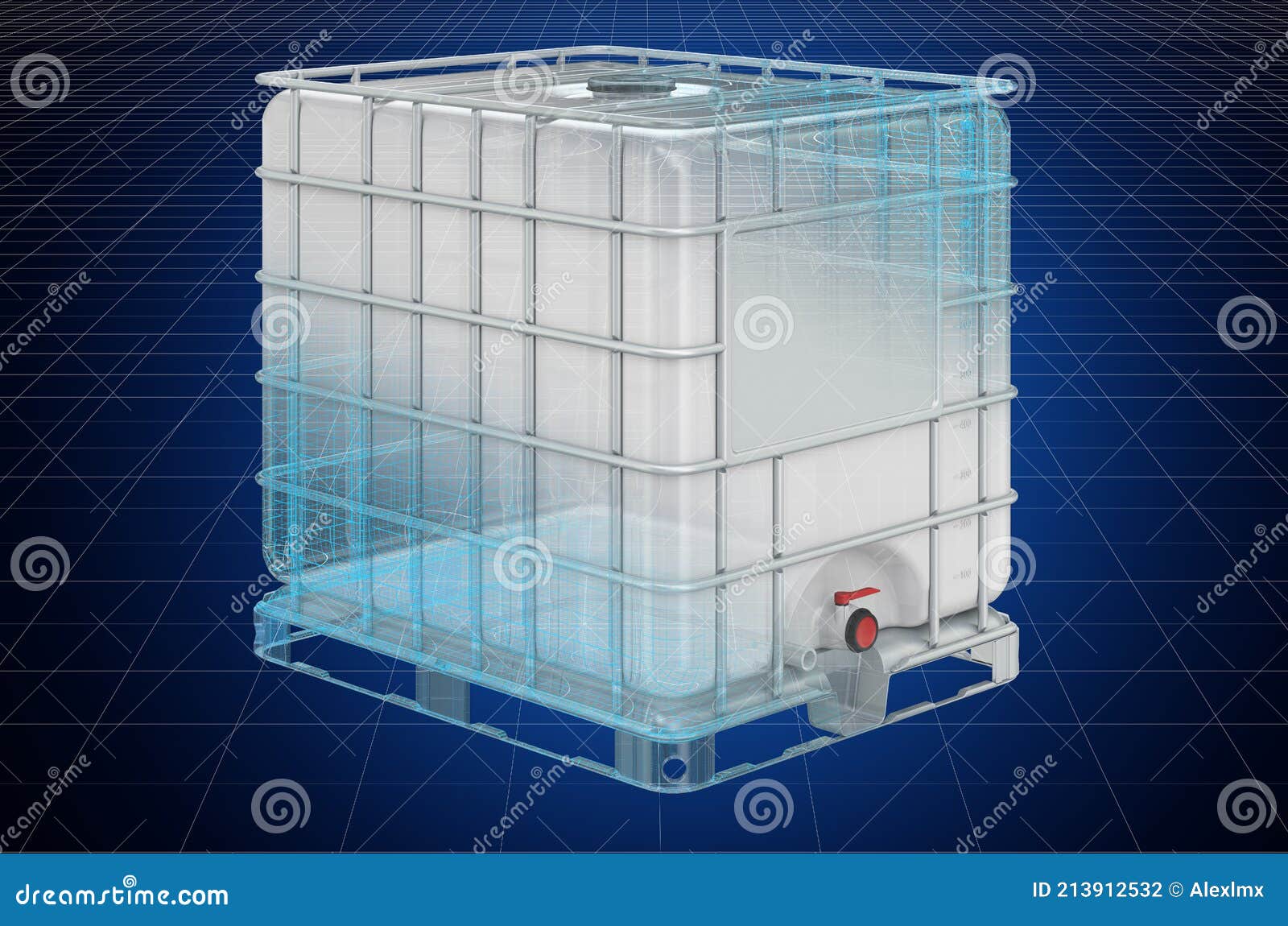Visualization 3d Cad Model of Intermediate Bulk Container, Blueprint ...