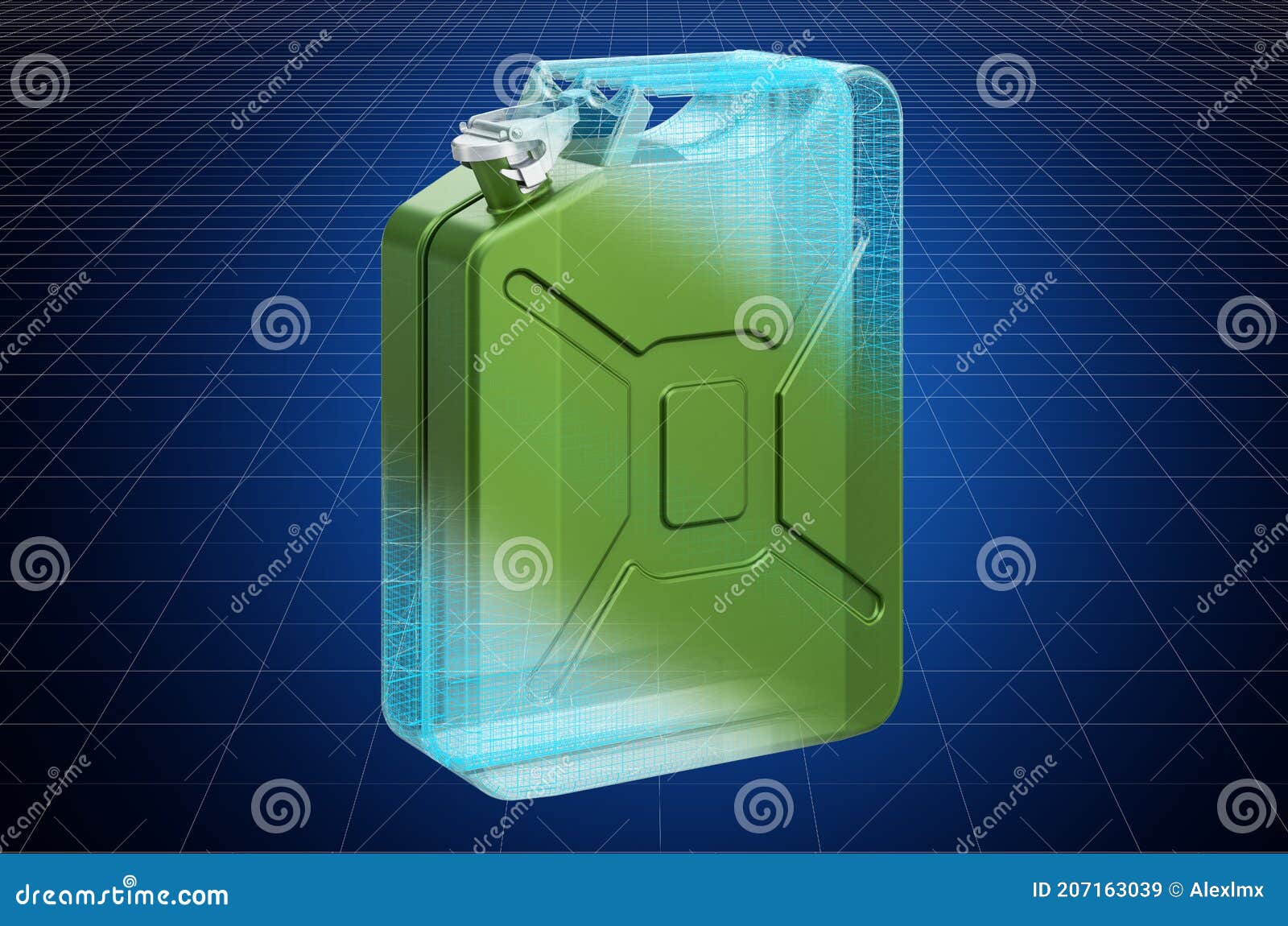 Visualization 3d Cad Model of Jerry Can, Blueprint. 3D Rendering Stock ...