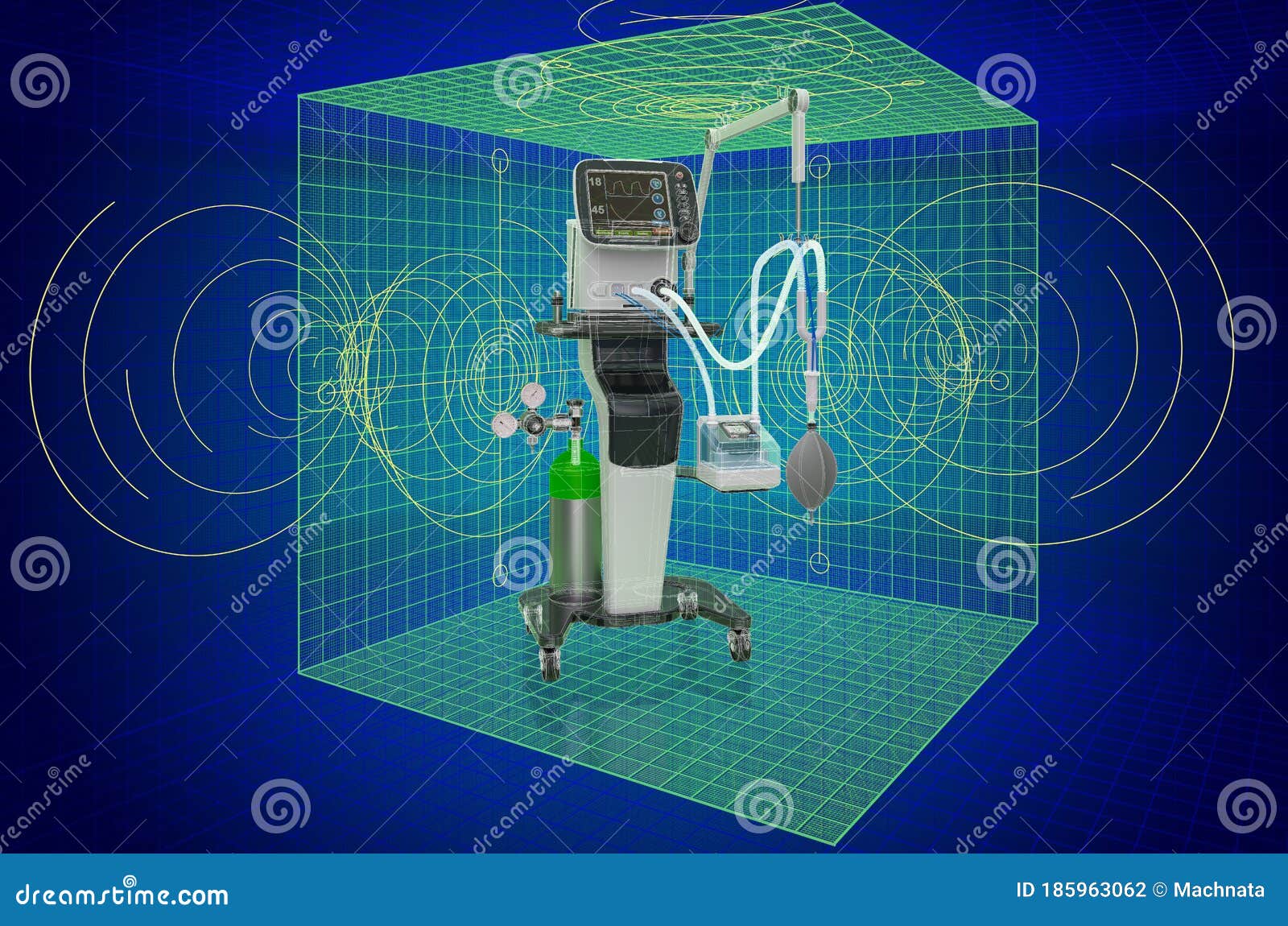 Visualization 3d Cad Model of Medical Ventilator ICU. 3D Rendering ...