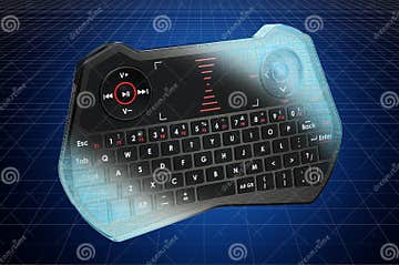 Visualization 3d Cad Model of Mini Keyboard, Blueprint. 3D Rendering ...