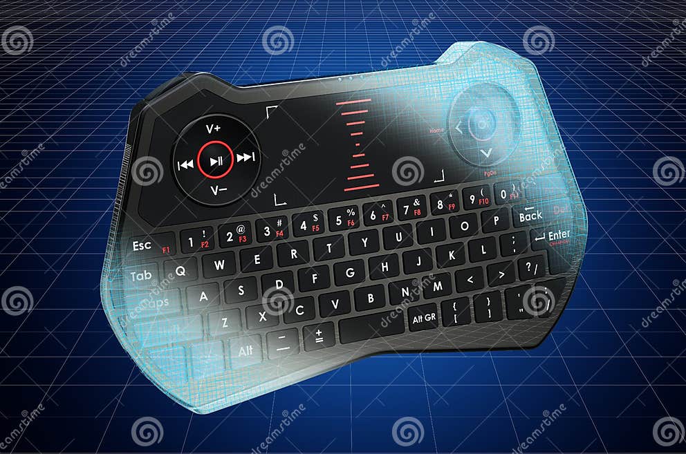 Visualization 3d Cad Model of Mini Keyboard, Blueprint. 3D Rendering ...