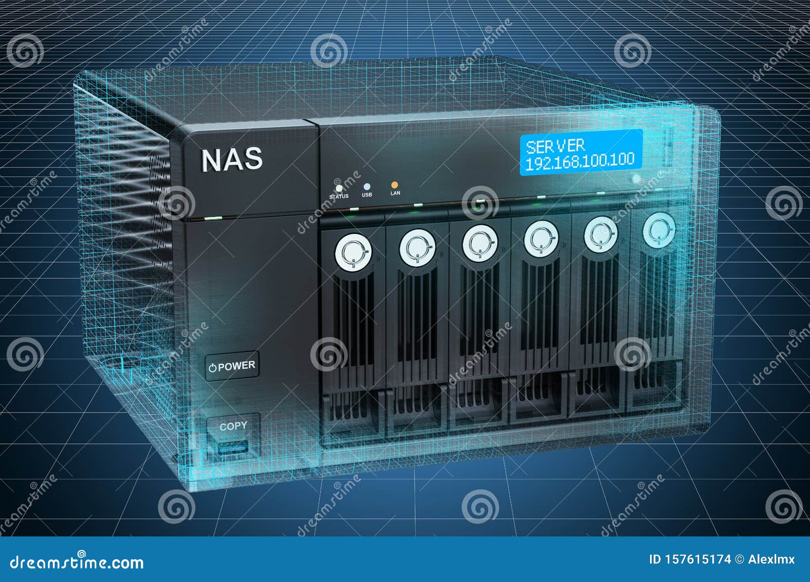 Visualization 3d Cad Model of NAS with Six Disks, Blueprint. 3D ...