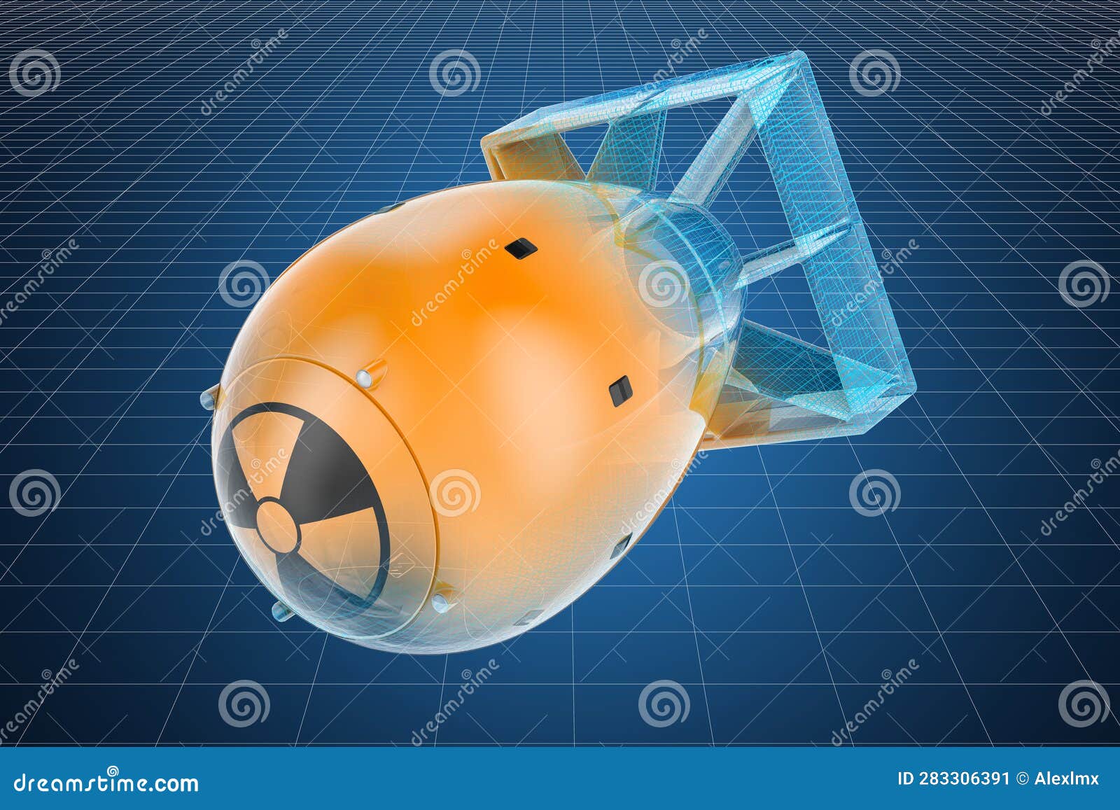 Visualization 3d Cad Model of Nuclear Bomb, 3D Rendering Stock ...