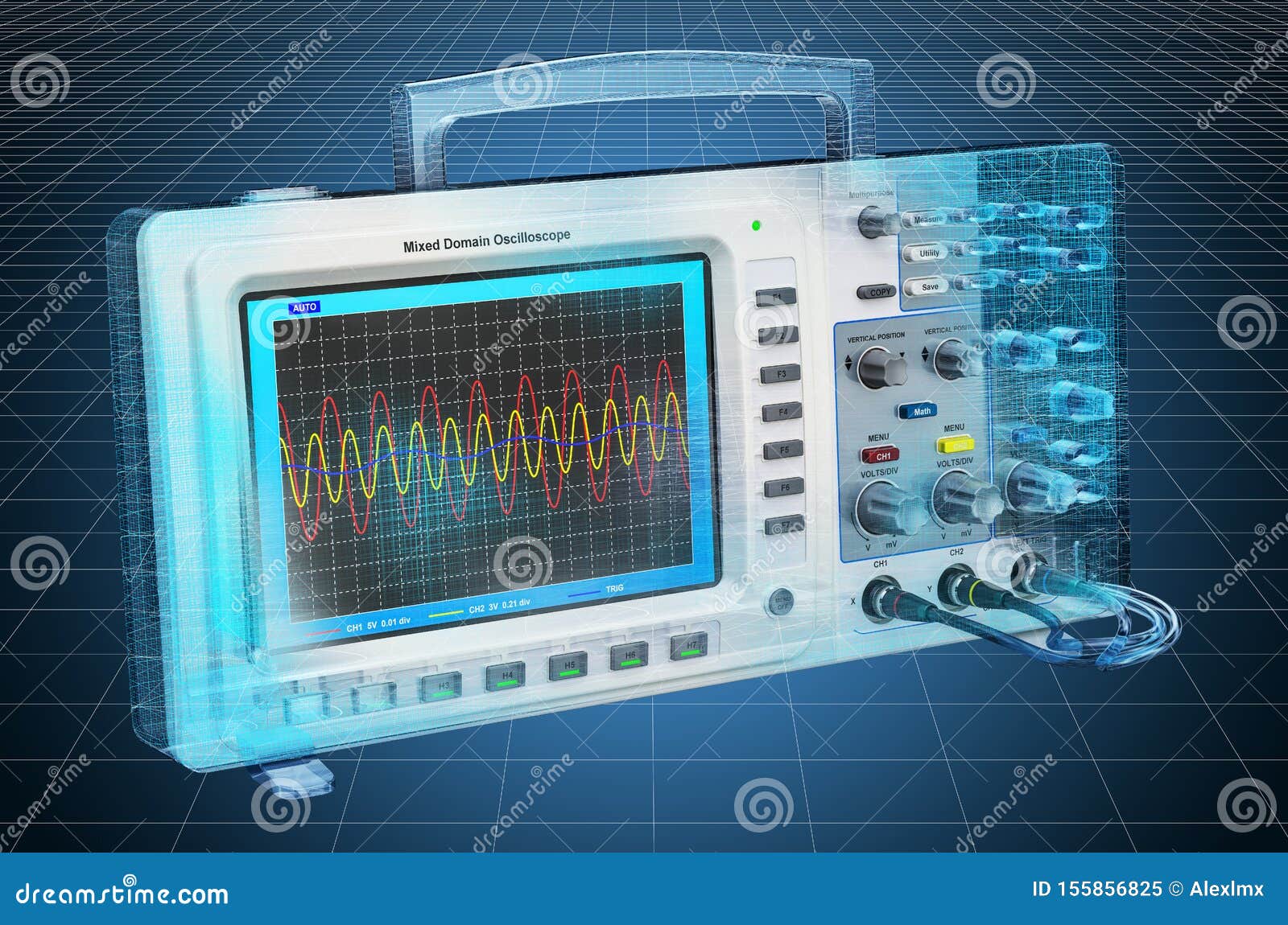 Visualization 3d Cad Model of Oscilloscope. 3D Rendering Stock ...