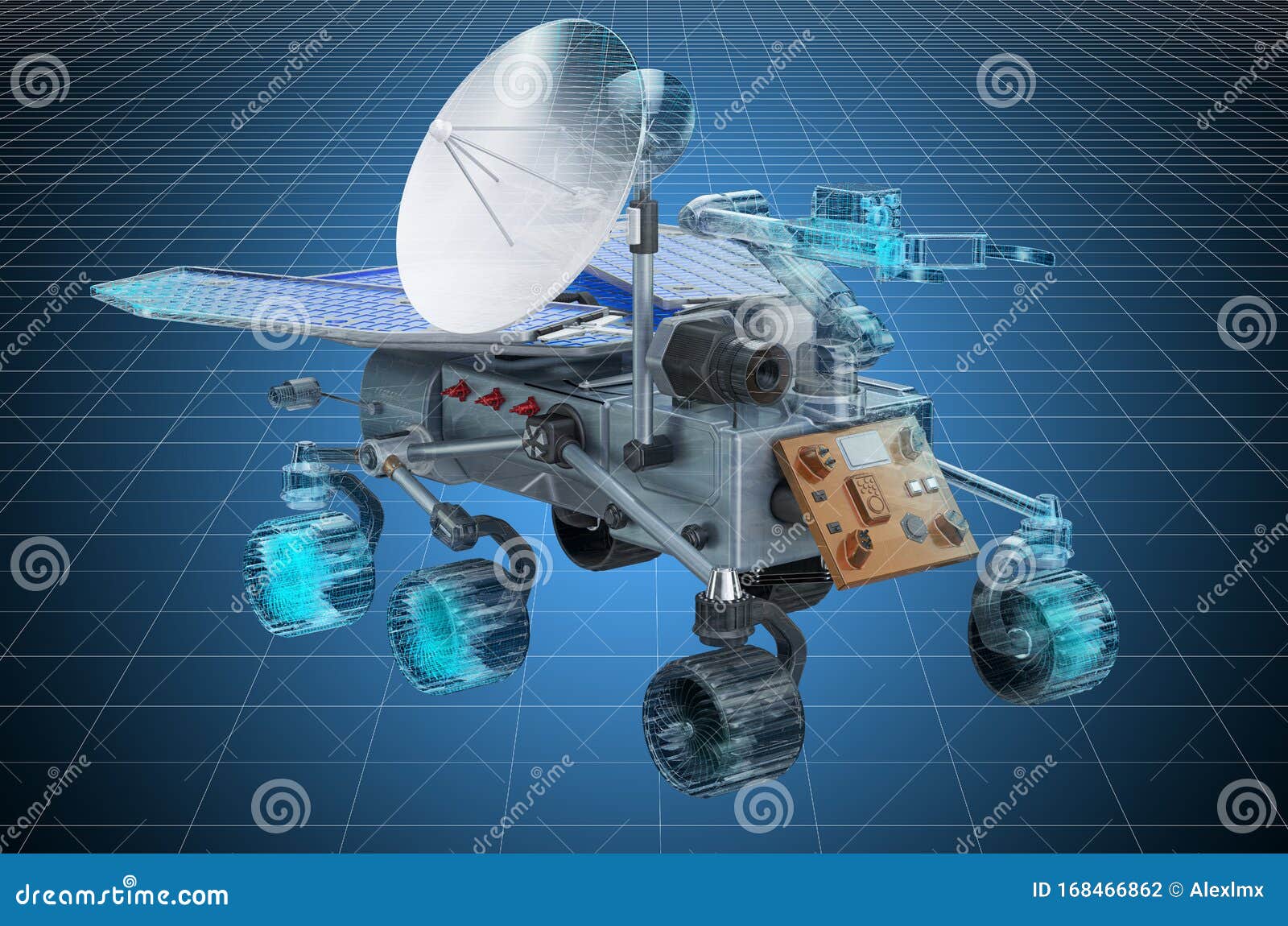 Visualization 3d Cad Model of Planetary Rover, Engineering Concept. 3D ...