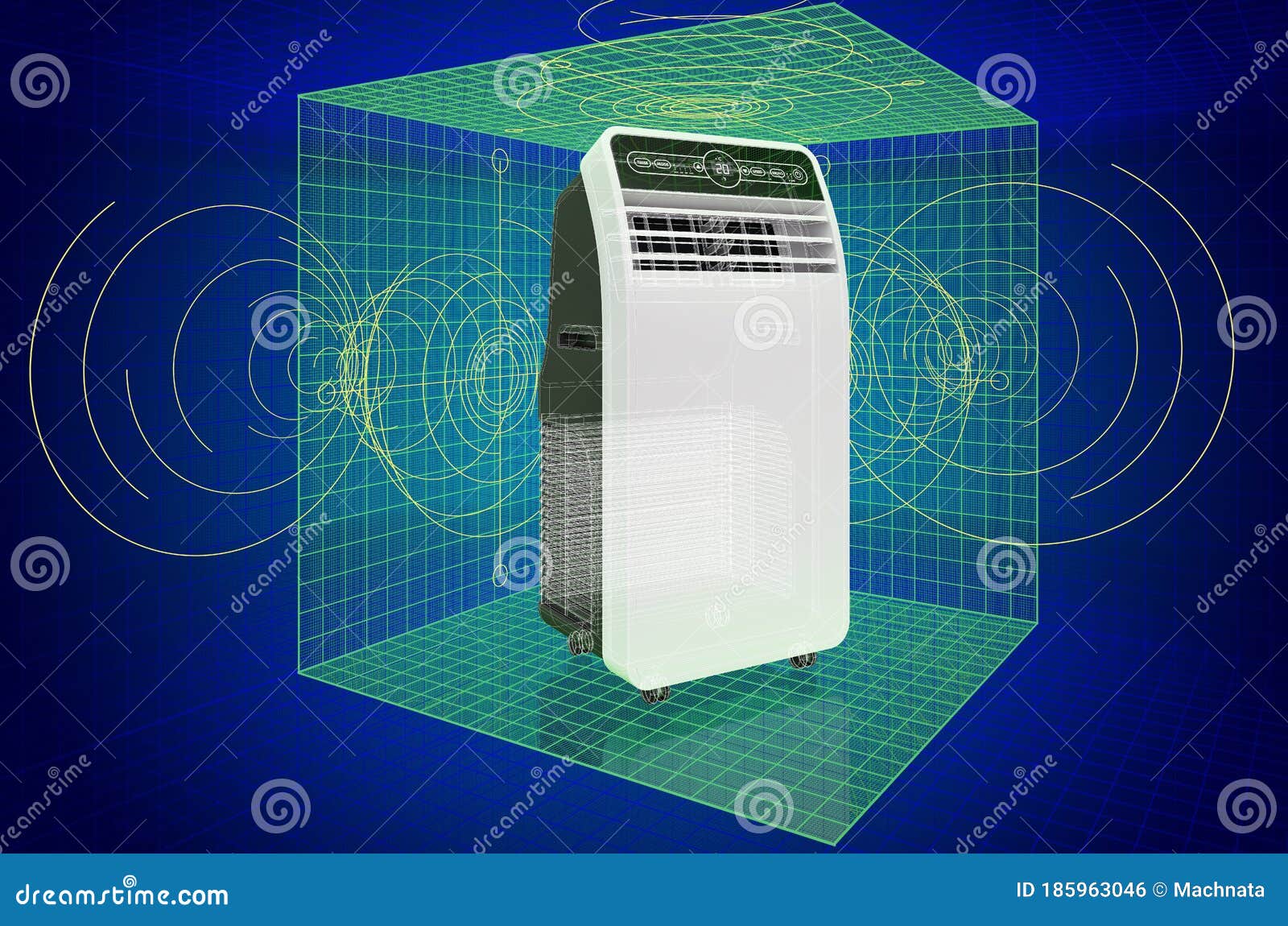 Visualization 3d Cad Model of Portable Air Conditioner, Blueprint. 3D ...