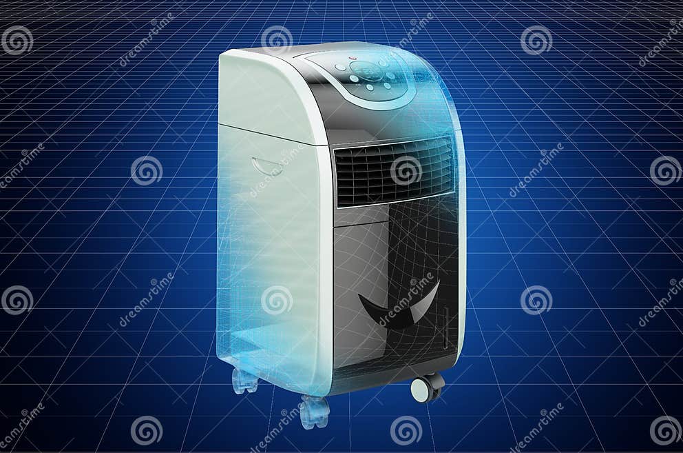 Visualization 3d Cad Model of Portable Air Conditioner, Blueprint. 3D ...
