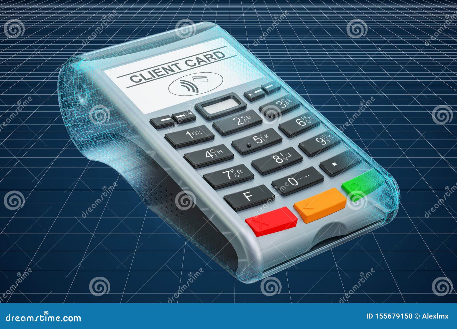 Visualization 3d Cad Model of POS-terminal. 3D Rendering Stock ...
